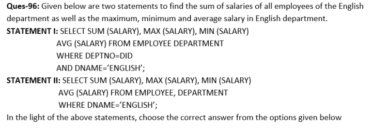 SQL UGC NET Previous Year Question Solutions - DBMS - SamagraCS